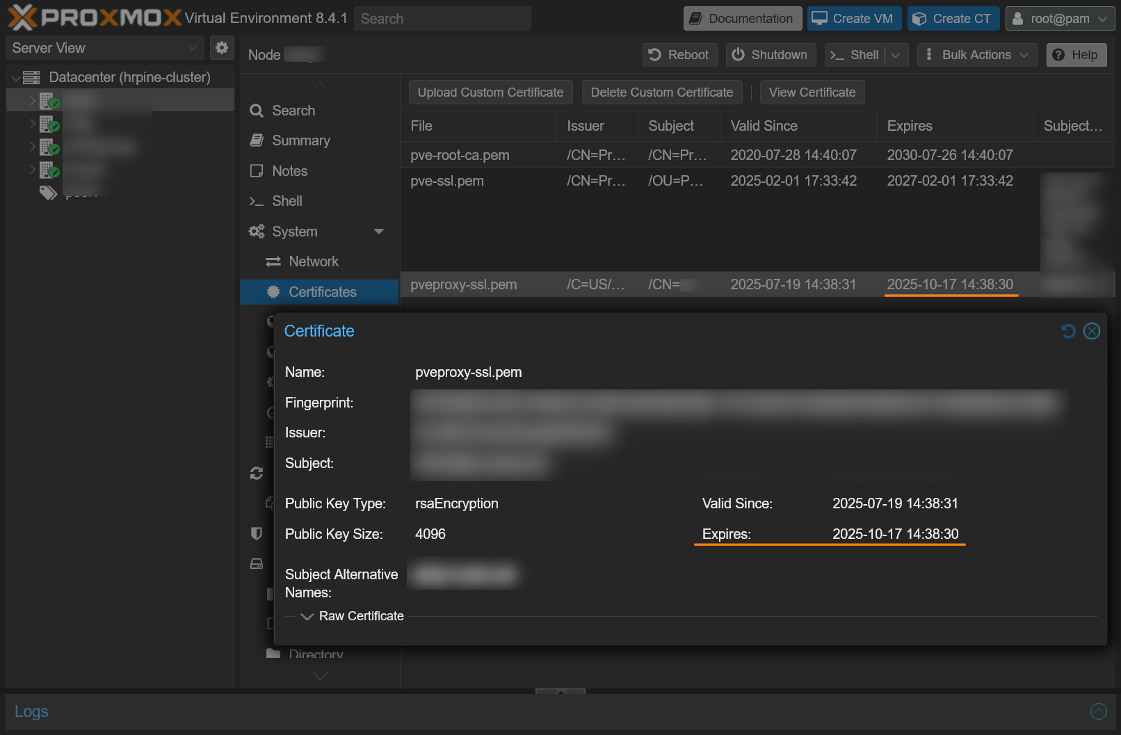 Proxmox VEのWebUIにSSL証明書を設定する - rpine lab Tech Blog